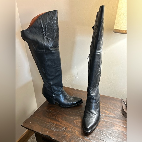 Dan Post | Shoes | Dan Post Jillted Black Leather Kneehigh Boots | Poshmark